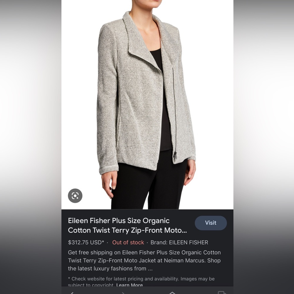 Eileen Fisher Moto Twisted Terry Zip Jacket - Gem